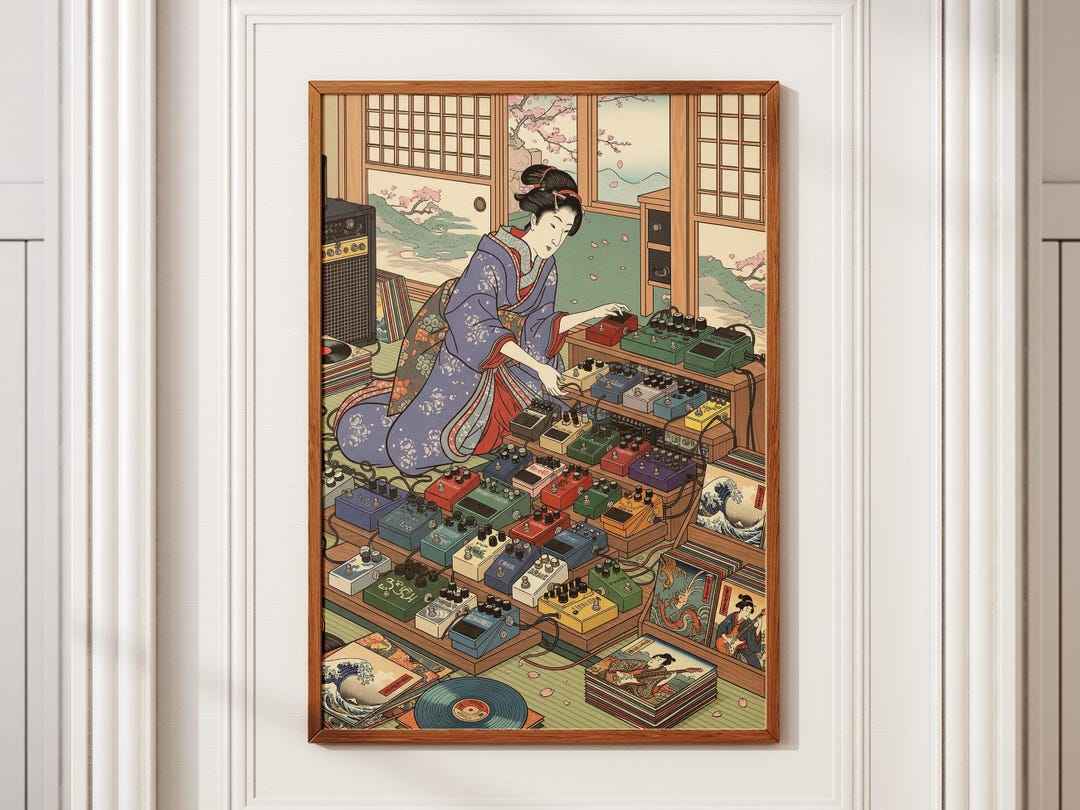 Japanese Geisha Guitar Pedals Ukiyo-e Poster (digital Download) - Etsy
