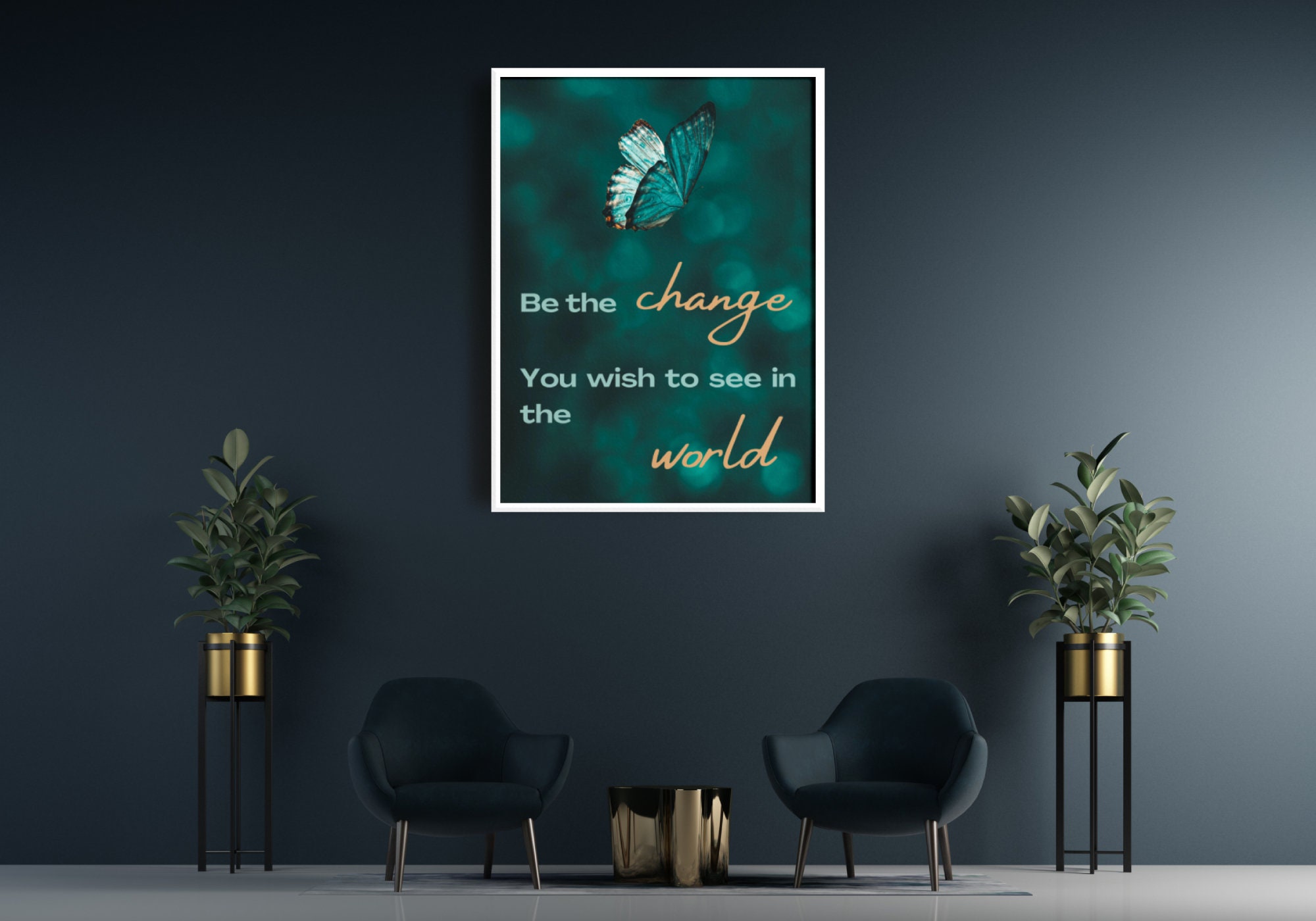 Mahatma Gandhi Inspiring Quote Poster Wall Artbe the Changesuccess ...