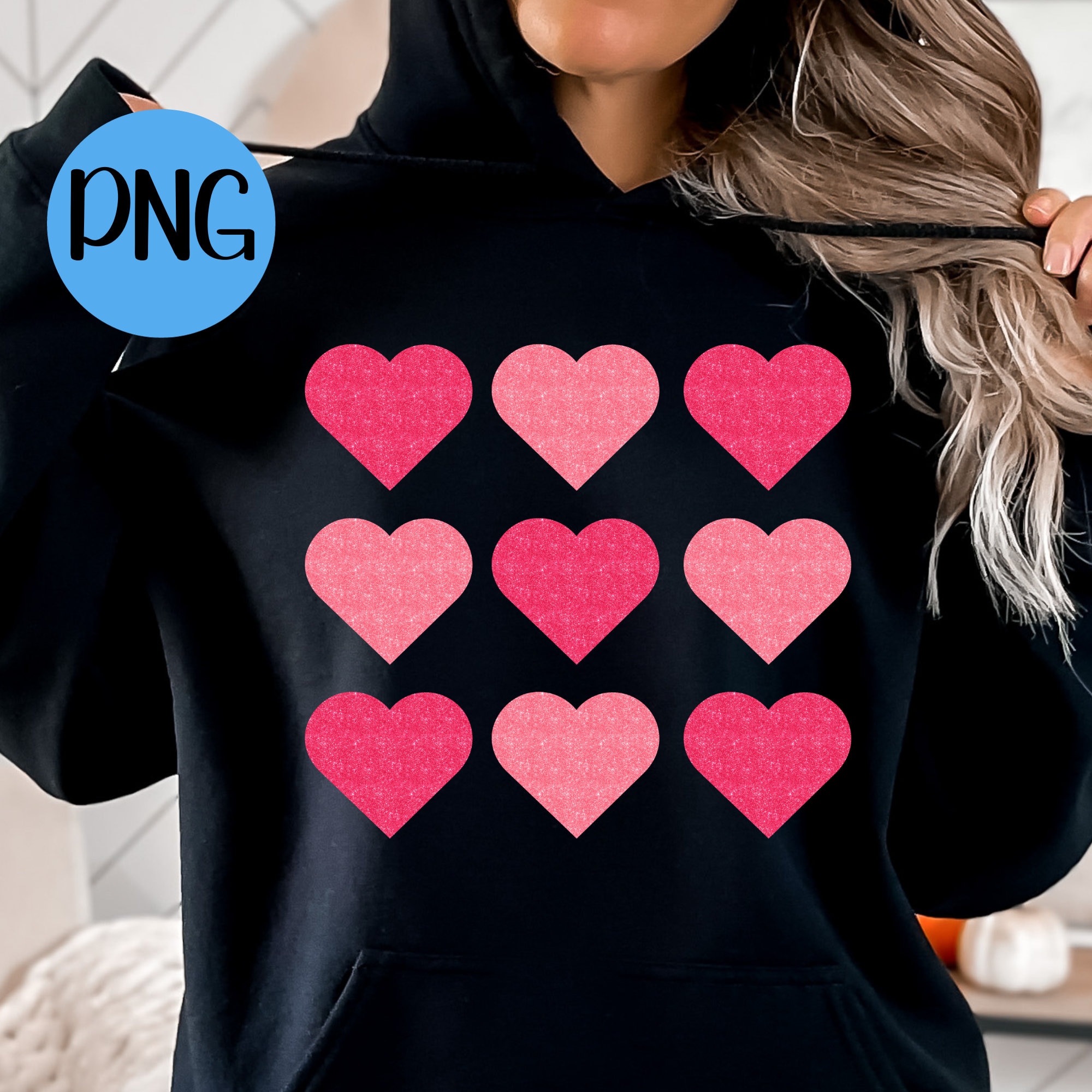 Glitter Pink Hearts Png Valentine's Day Png Valentines Sublimation Png ...