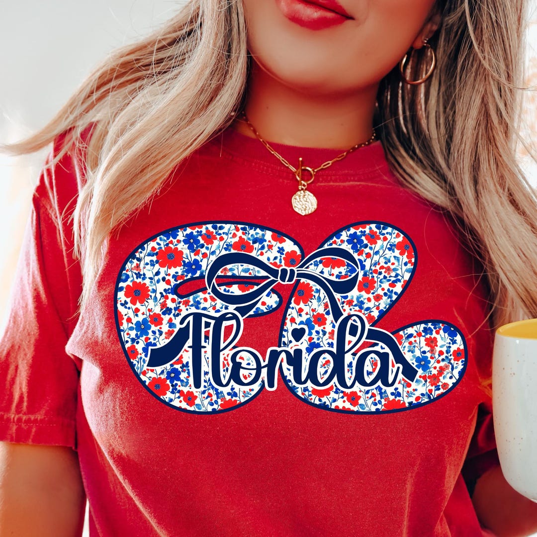 FL Florida Patriotic PNG, Preppy Floral Florida Shirt, Trendy Florida ...