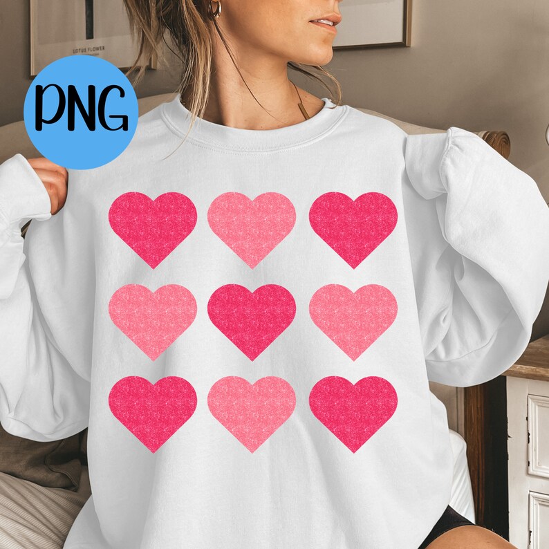 Glitter Pink Hearts Png Valentine's Day Png Valentines Sublimation Png ...
