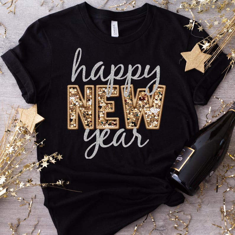 Happy New Year PNG | Holidays, New Year, Sequins, Glitter | Instant ...