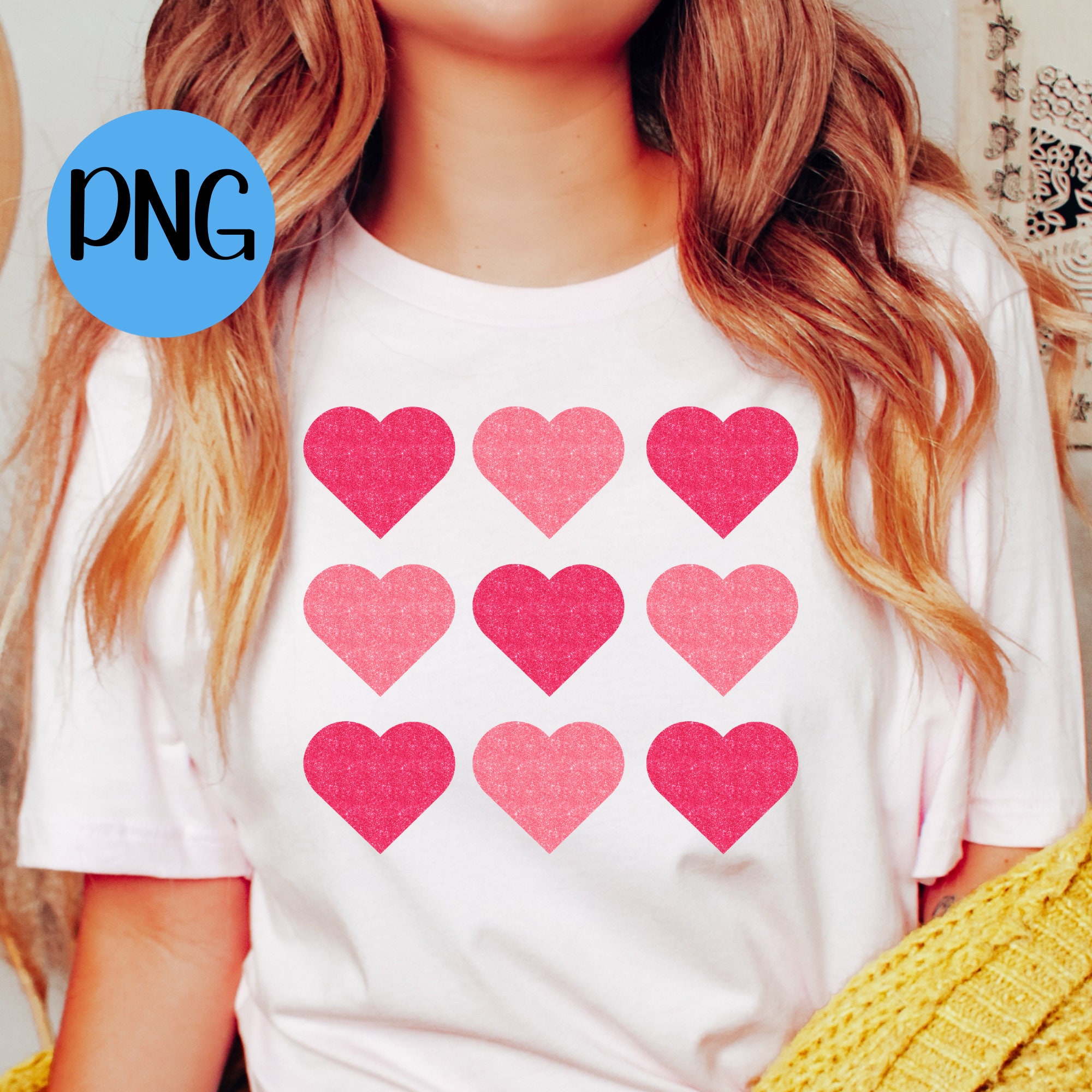 Glitter Pink Hearts Png Valentine's Day Png Valentines Sublimation Png ...