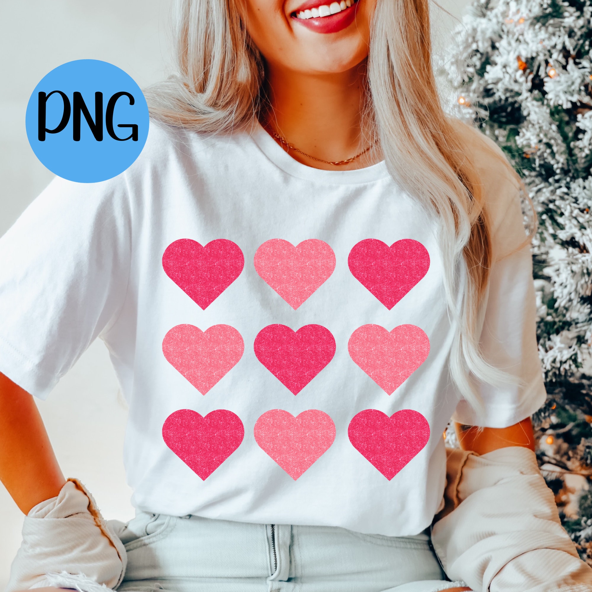 Glitter Pink Hearts Png Valentine's Day Png Valentines Sublimation Png ...