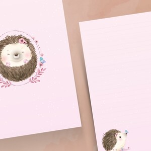 Hedgehog Writing Paper Printable Letter Paper Instant Download Penpal ...