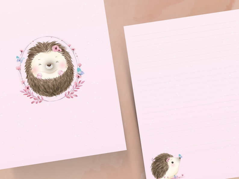 Hedgehog Writing Paper Printable Letter Paper Instant Download Penpal ...