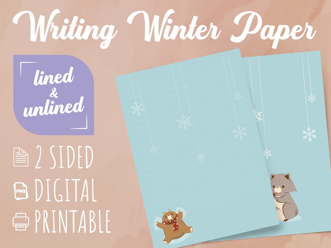 Winter Writing Paper Printable Letter Paper Instant Download Penpal ...