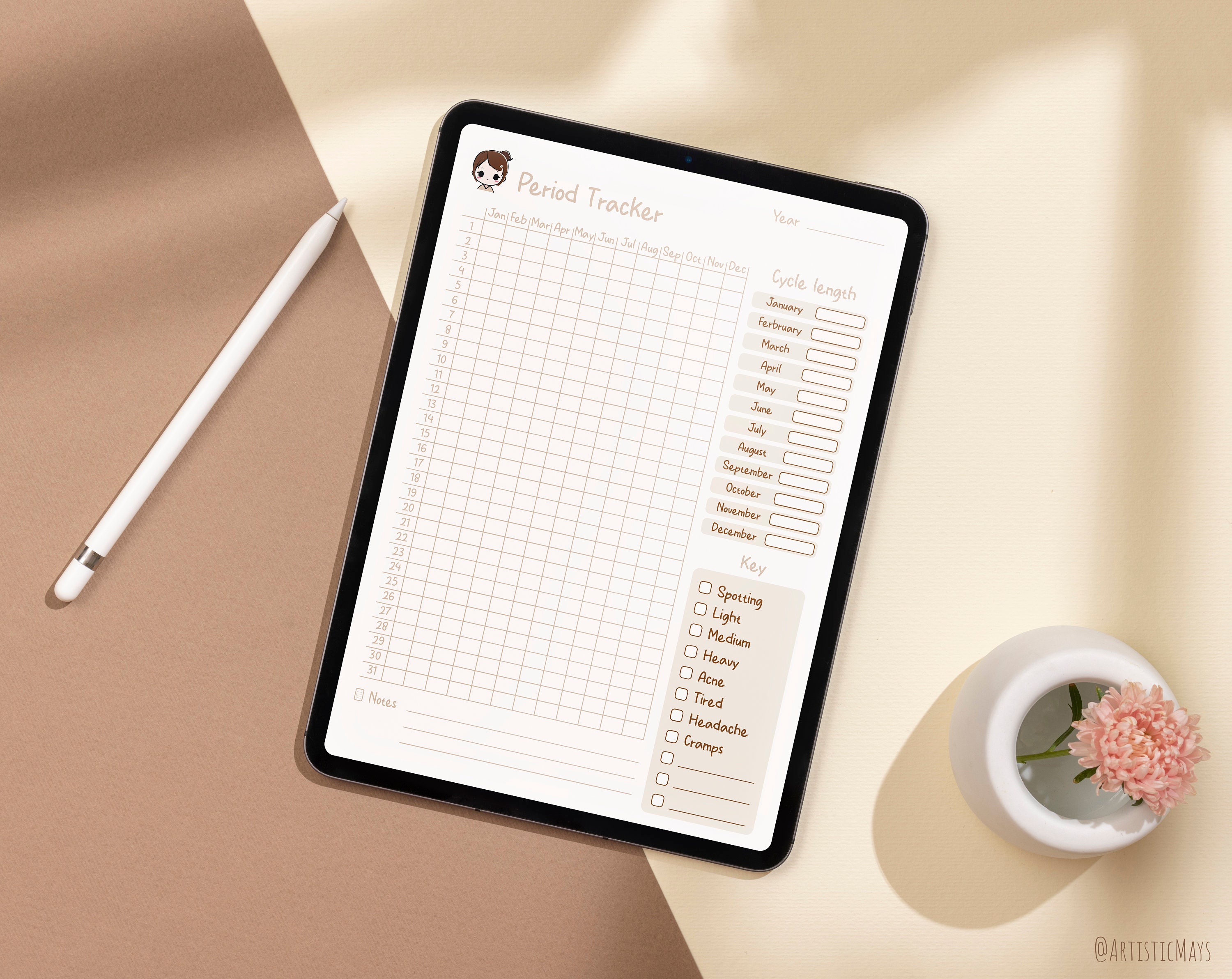 Period Tracker Printable Digital Period Diary Period Year Journal ...