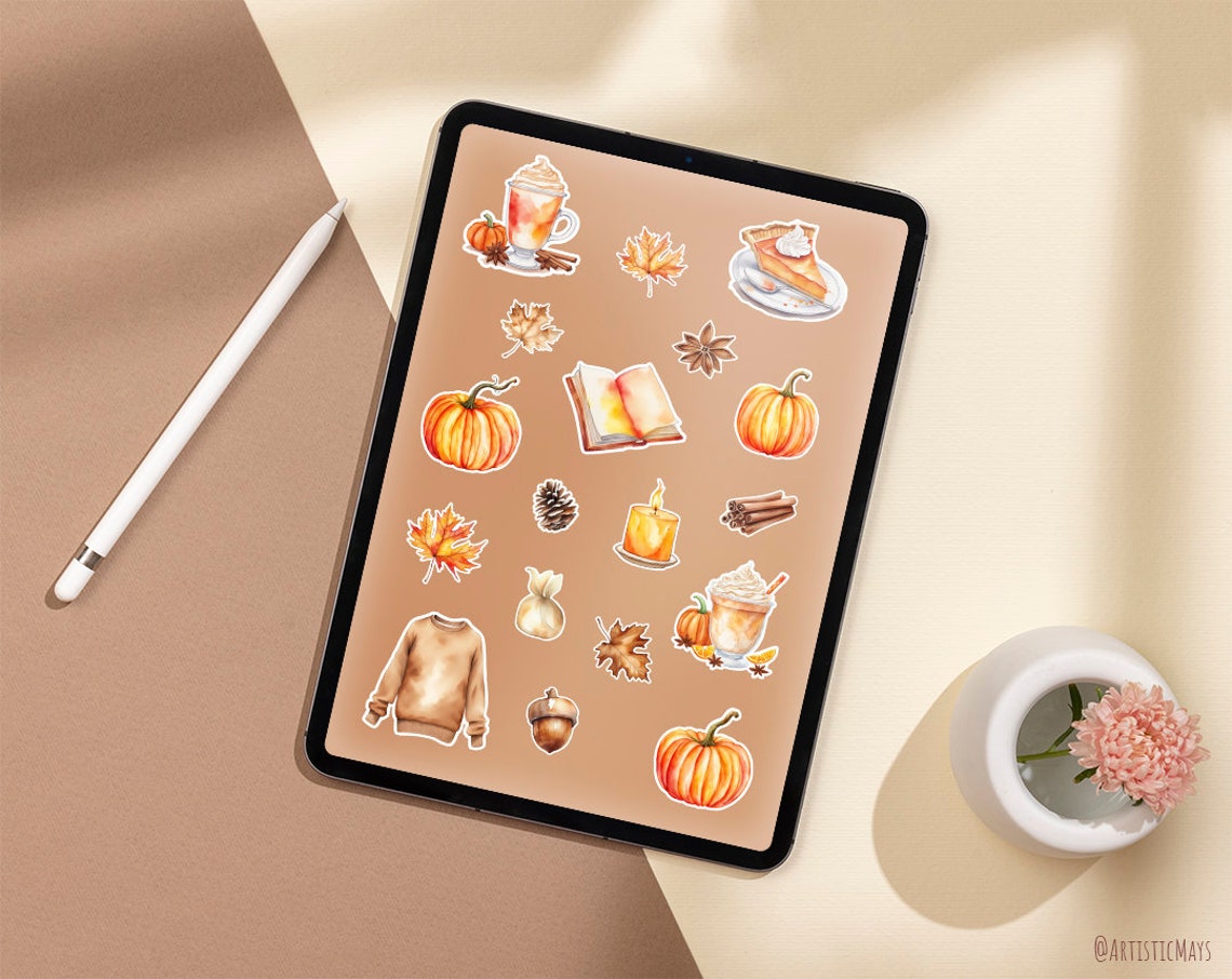 Autumn Digital Stickers Pre-cropped PNG Digital Planner Stickers ...