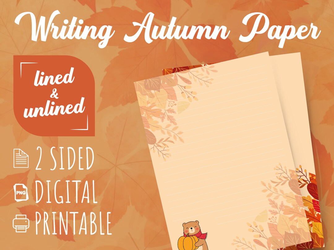 Autumn Writing Paper Printable Letter Paper Instant Download Penpal ...
