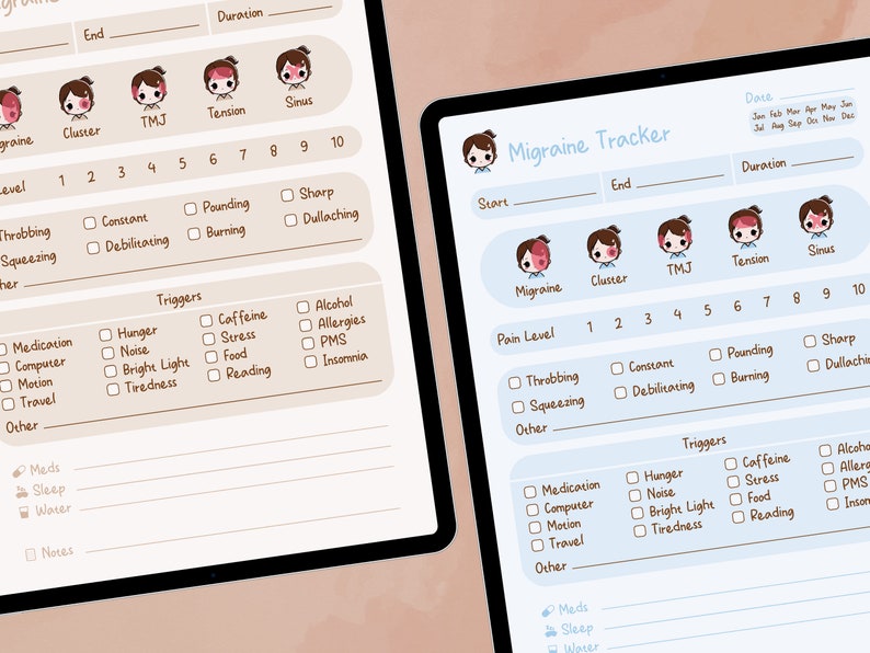 Migraine Tracker Printable Migraine Journal Headache Log Chronic Pain ...