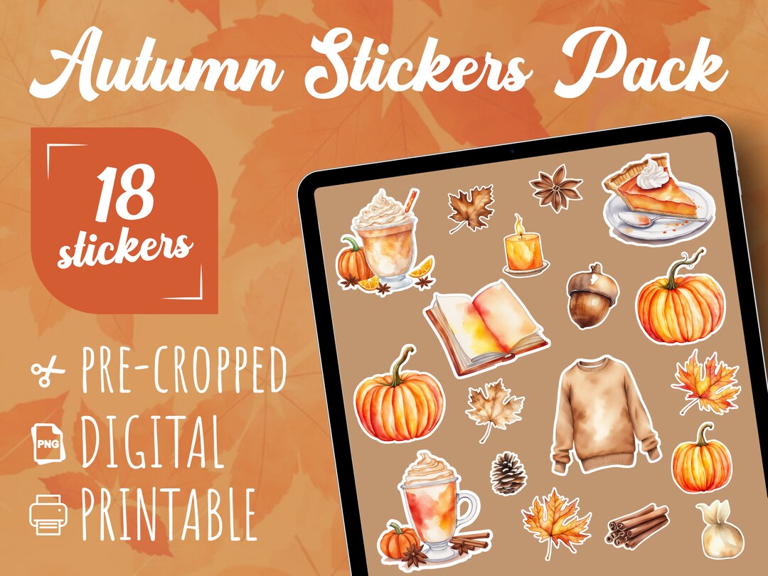 Autumn Digital Stickers Pre-cropped PNG Digital Planner Stickers ...