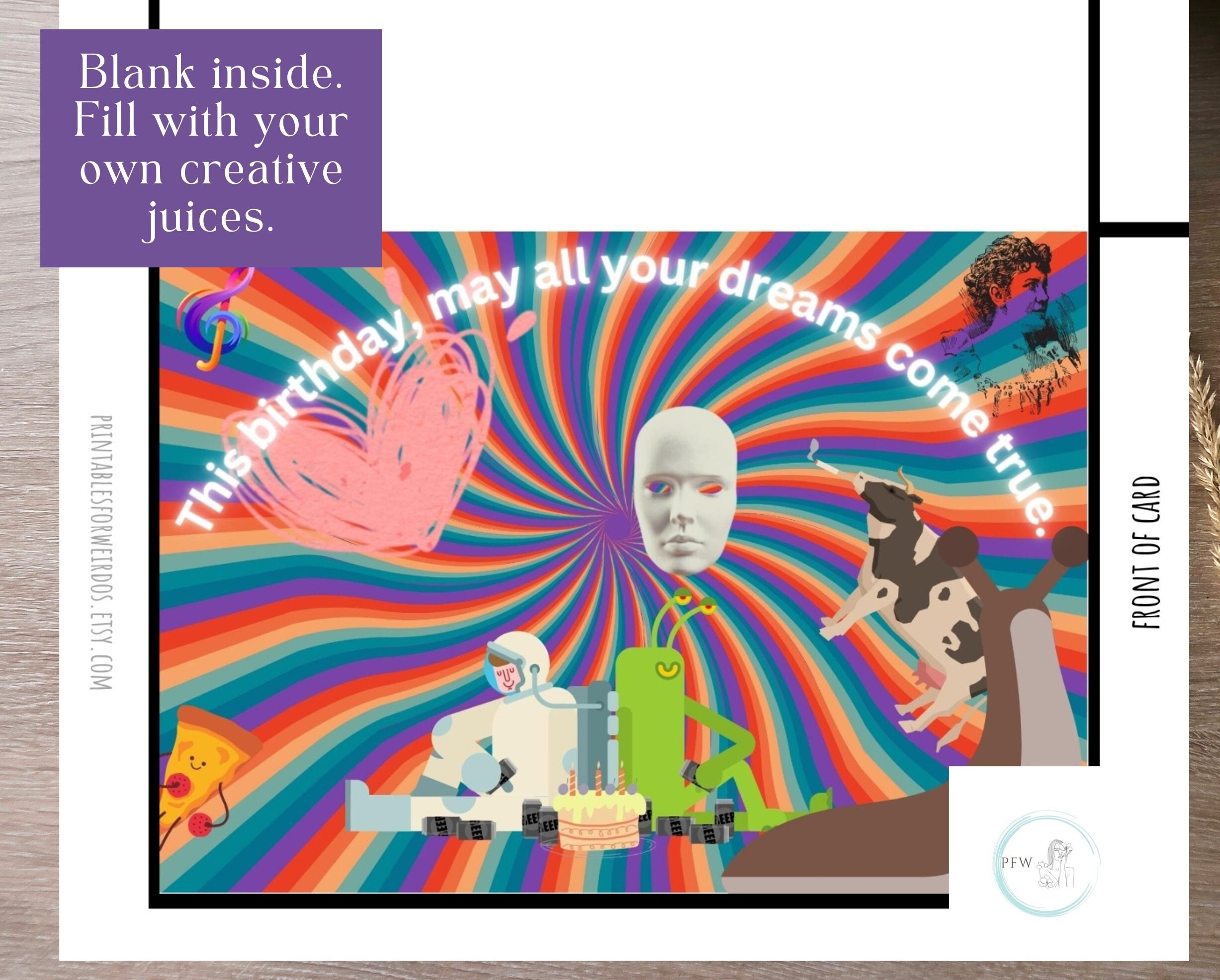 Printable Birthday Card Instant Download 7x5 Inch Cards for Birthday ...