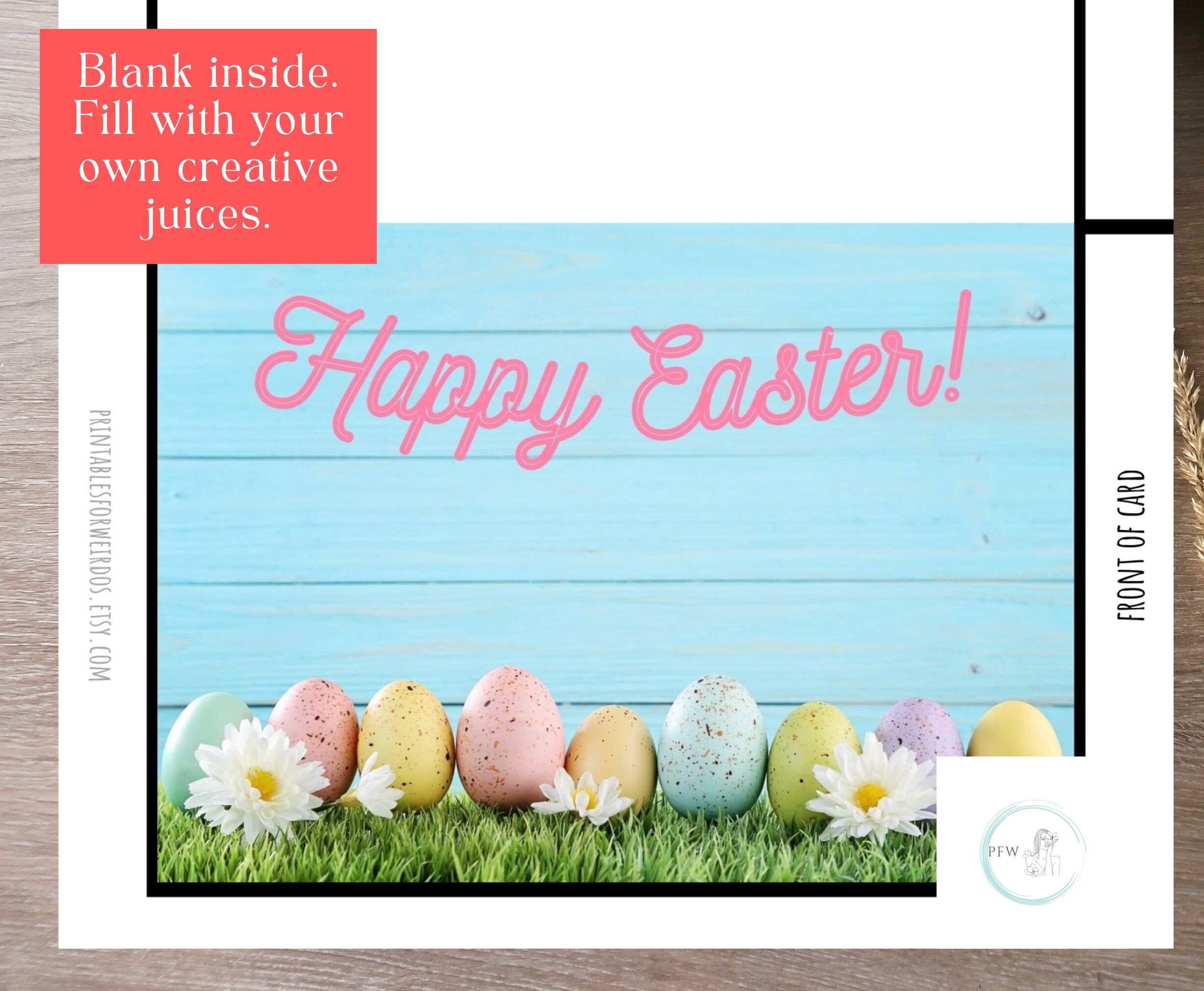 Printable Easter Card Instant Download 7x5 Inch Cards for Easter, Sweet ...