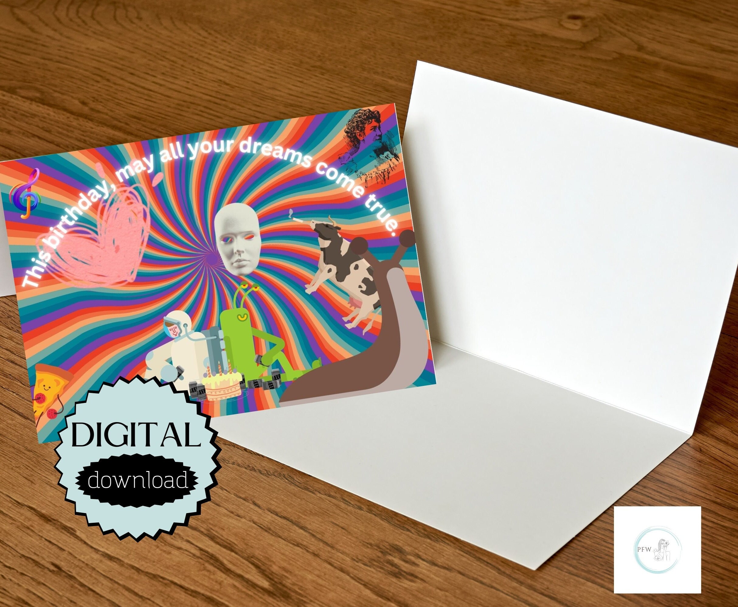 Printable Birthday Card Instant Download 7x5 Inch Cards for Birthday ...