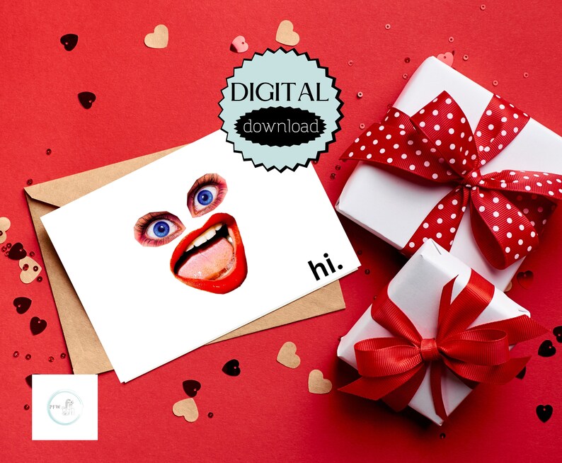 Printable Just Saying Hi Card Instant Download 7x5 Inch Cards, Hello ...