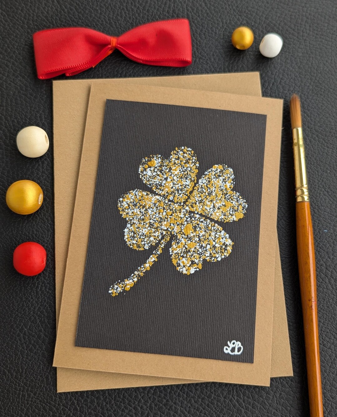 Handmade Good Luck Clover Card, New Job, New Chapter Good Luck Card ...