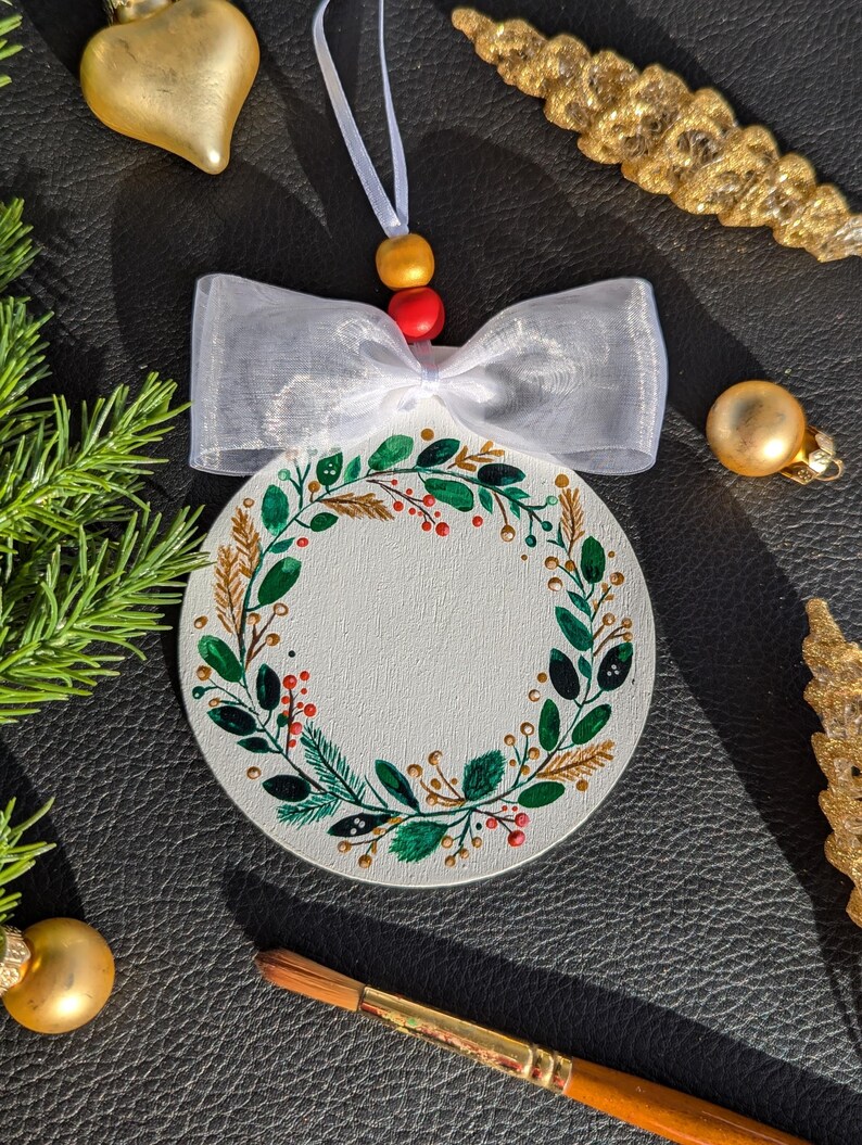 Personalized Hand Painted Christmas Ornament: Hand-painted Wreath ...