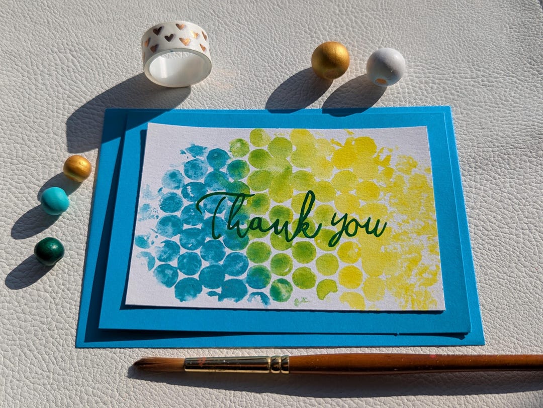 Hand Painted Thank You Card, Colorful Card, Mini Painting Gift - Etsy