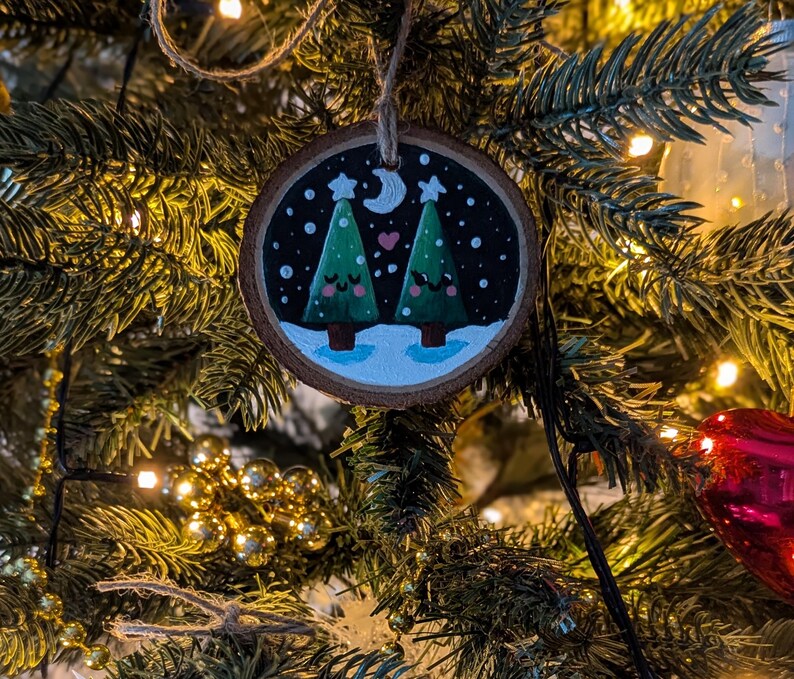 Rustic Christmas Ornament, Wood Slice Christmas Tree Decoration - Etsy