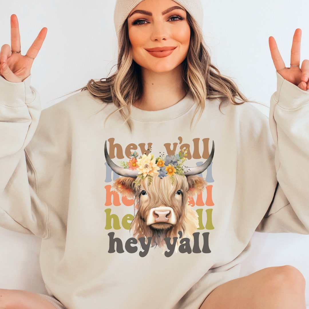Highland Cow Sweatshirts, Cow Lover Shirts, Farmer Sweater, Farm Hey Y ...