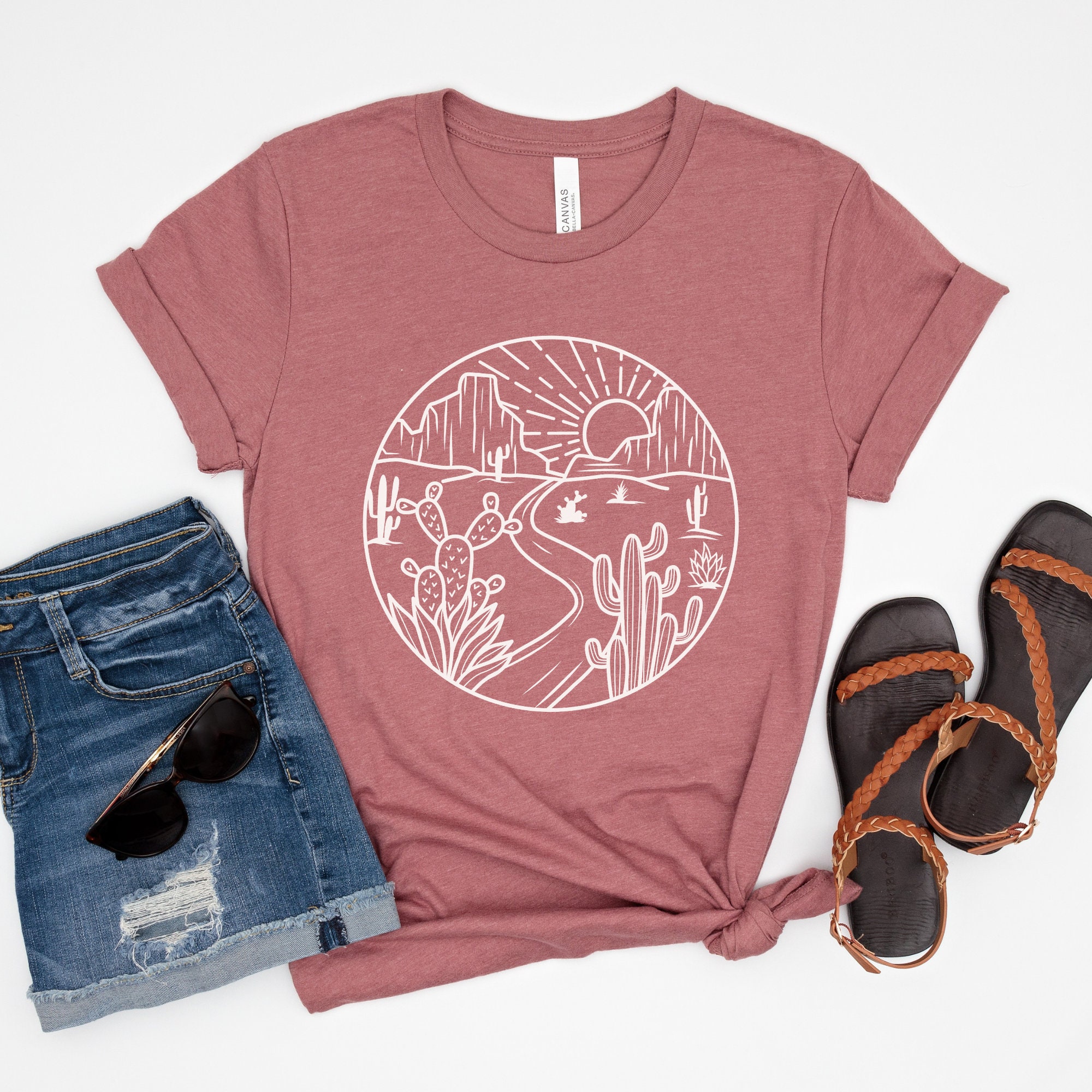 Cactus Shirts, Desert Plants Tshirt, Adventure Shirt, Cactus Scene ...