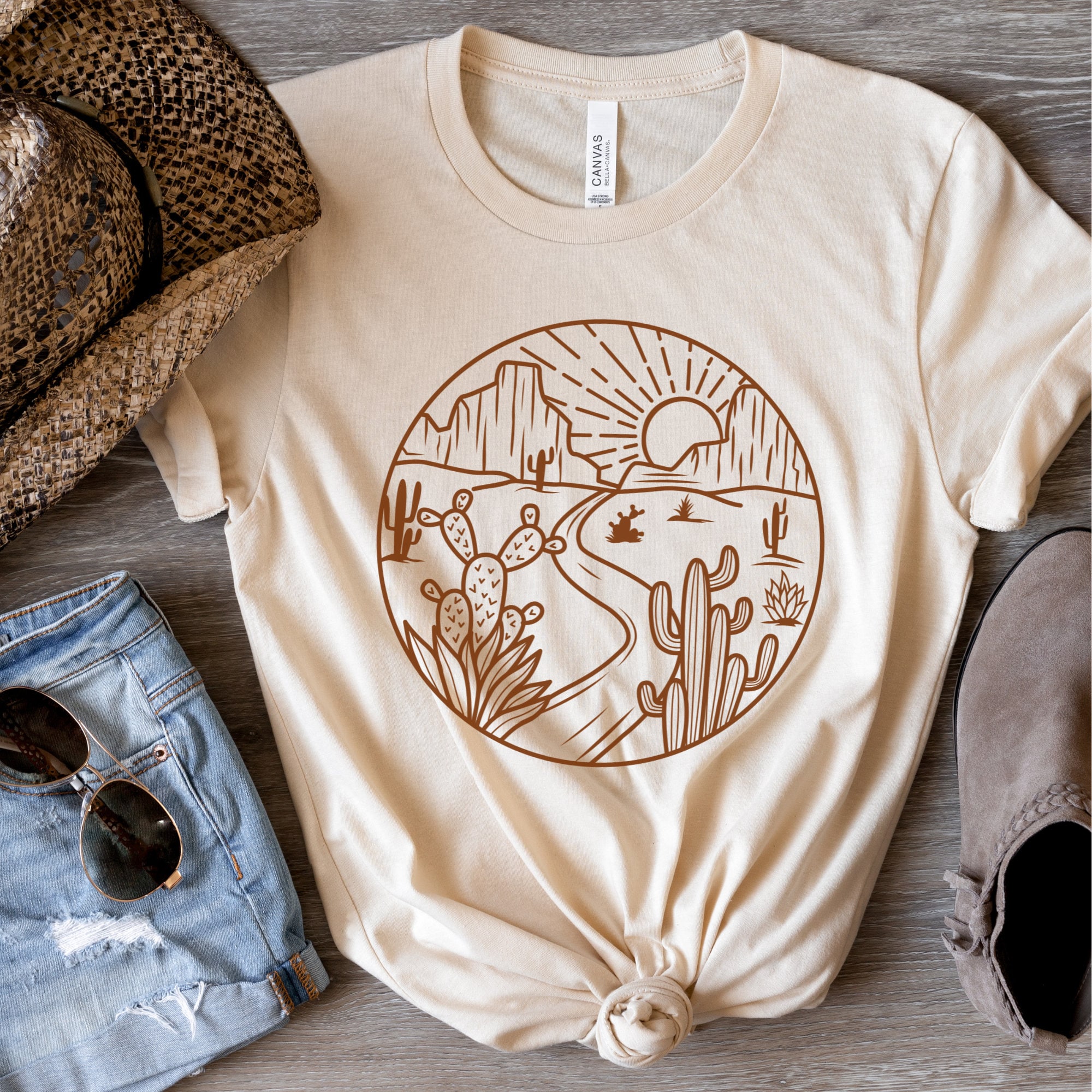 Cactus Shirts, Desert Plants Tshirt, Adventure Shirt, Cactus Scene ...