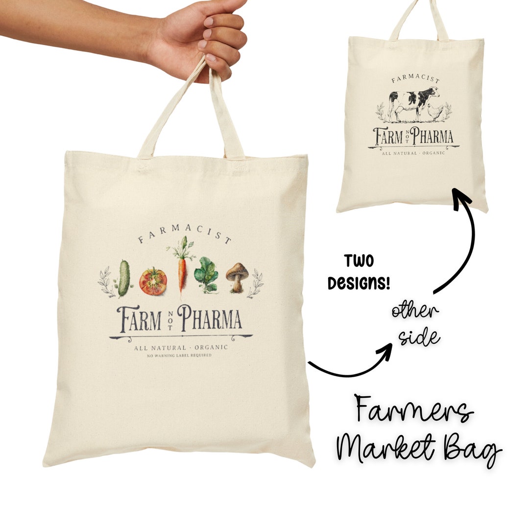 Farm Not Pharma Tote Bag, Canvas Grocery Tote Bag, Farmers Market Bag ...