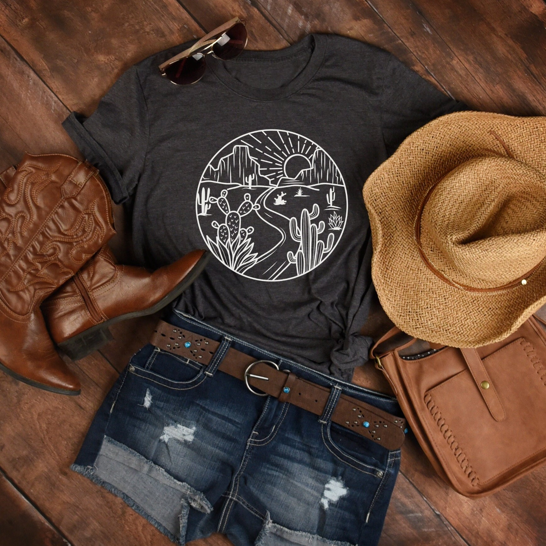 Cactus Shirts, Desert Plants Tshirt, Adventure Shirt, Cactus Scene ...