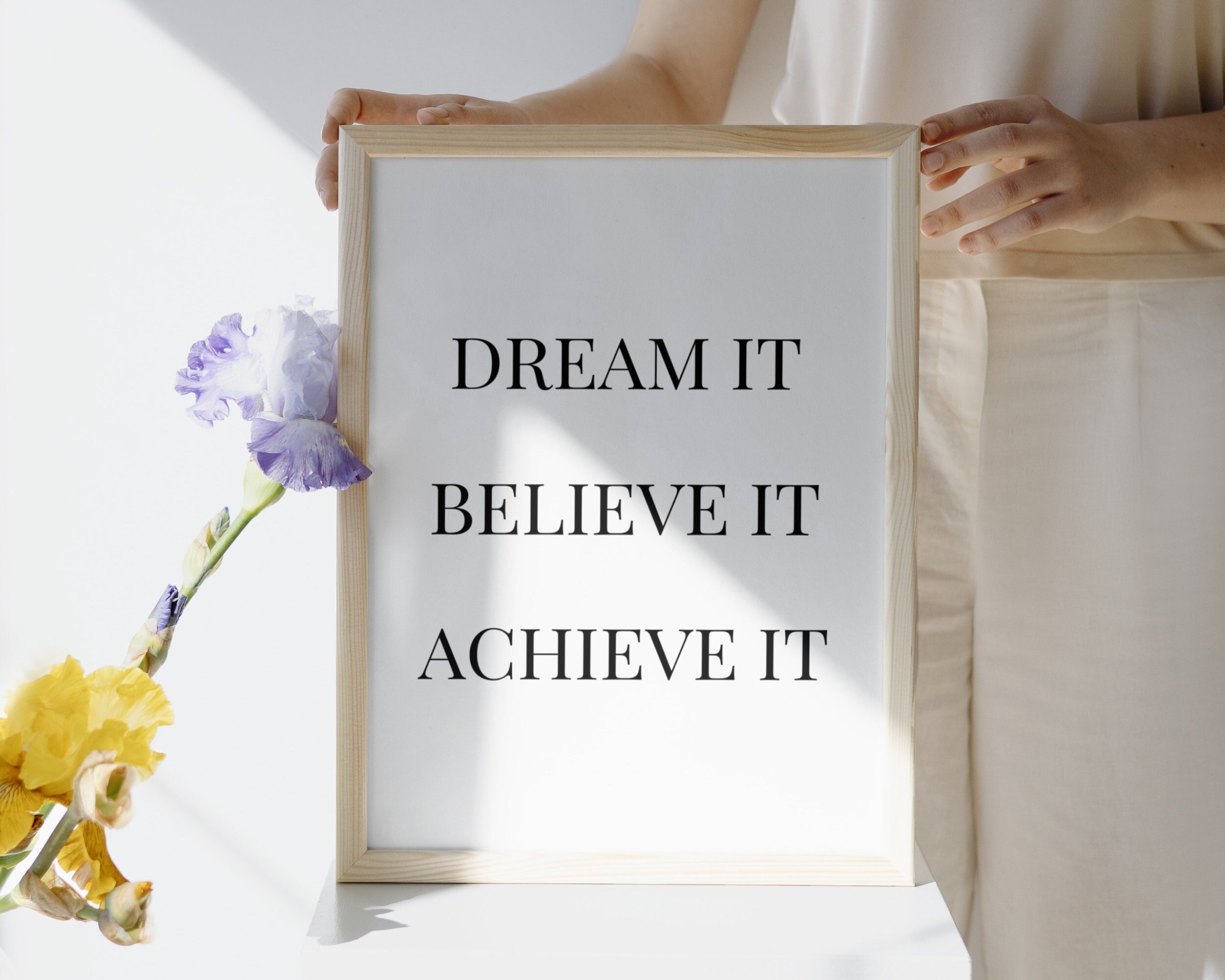 DREAM It BELIEVE It ACHIEVE It Sign | Motivational Wall Art| Office ...