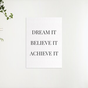 DREAM It BELIEVE It ACHIEVE It Sign | Motivational Wall Art| Office ...
