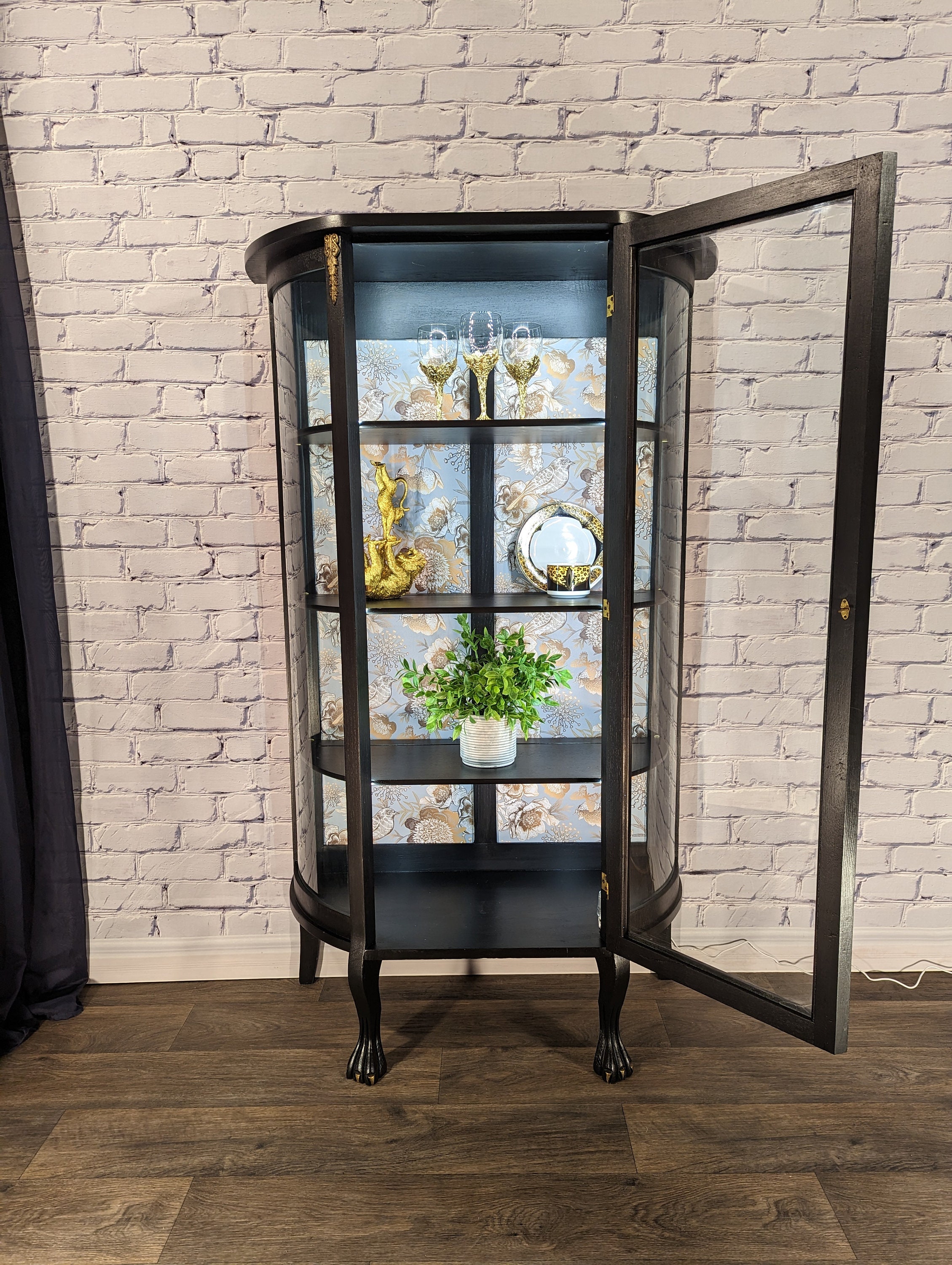 Curved Glass Display Cabinet - Etsy