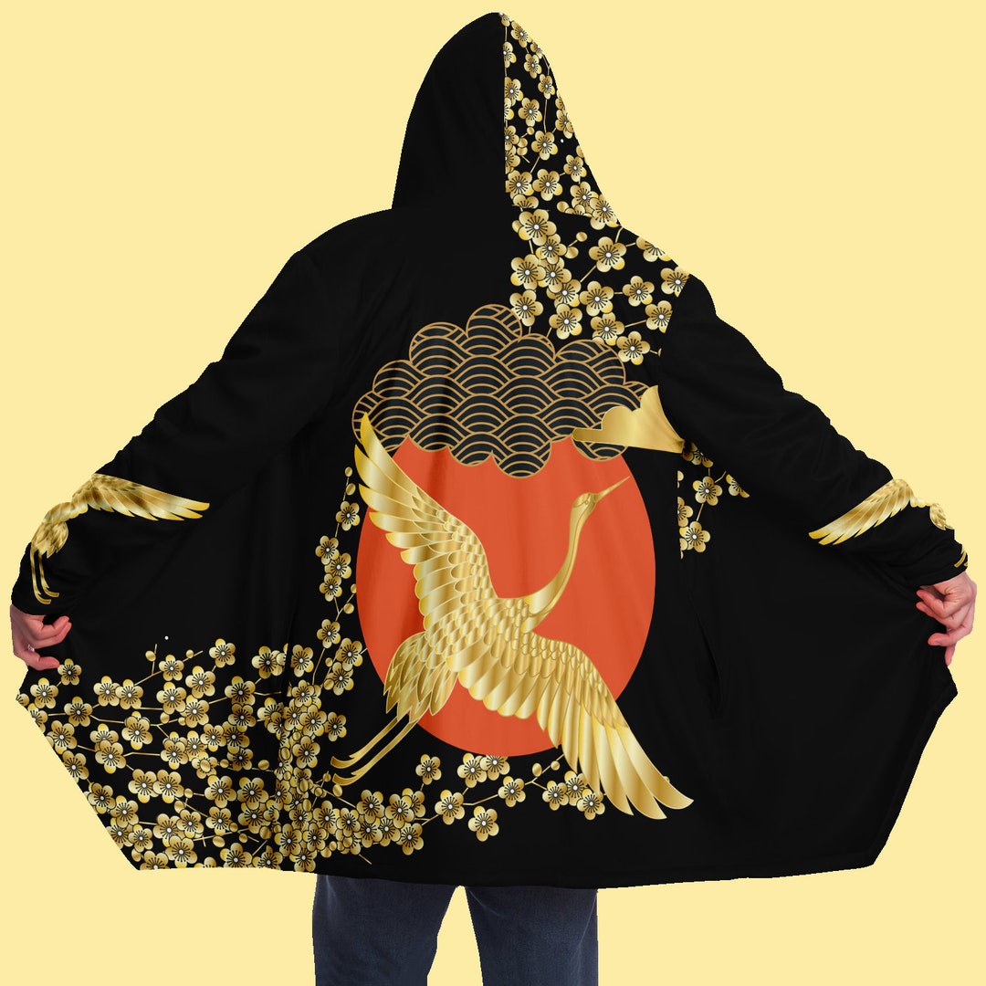 Magic Japanese Crane Cloak Festival Cloak Rave Cloak Hooded Warm Cloak ...