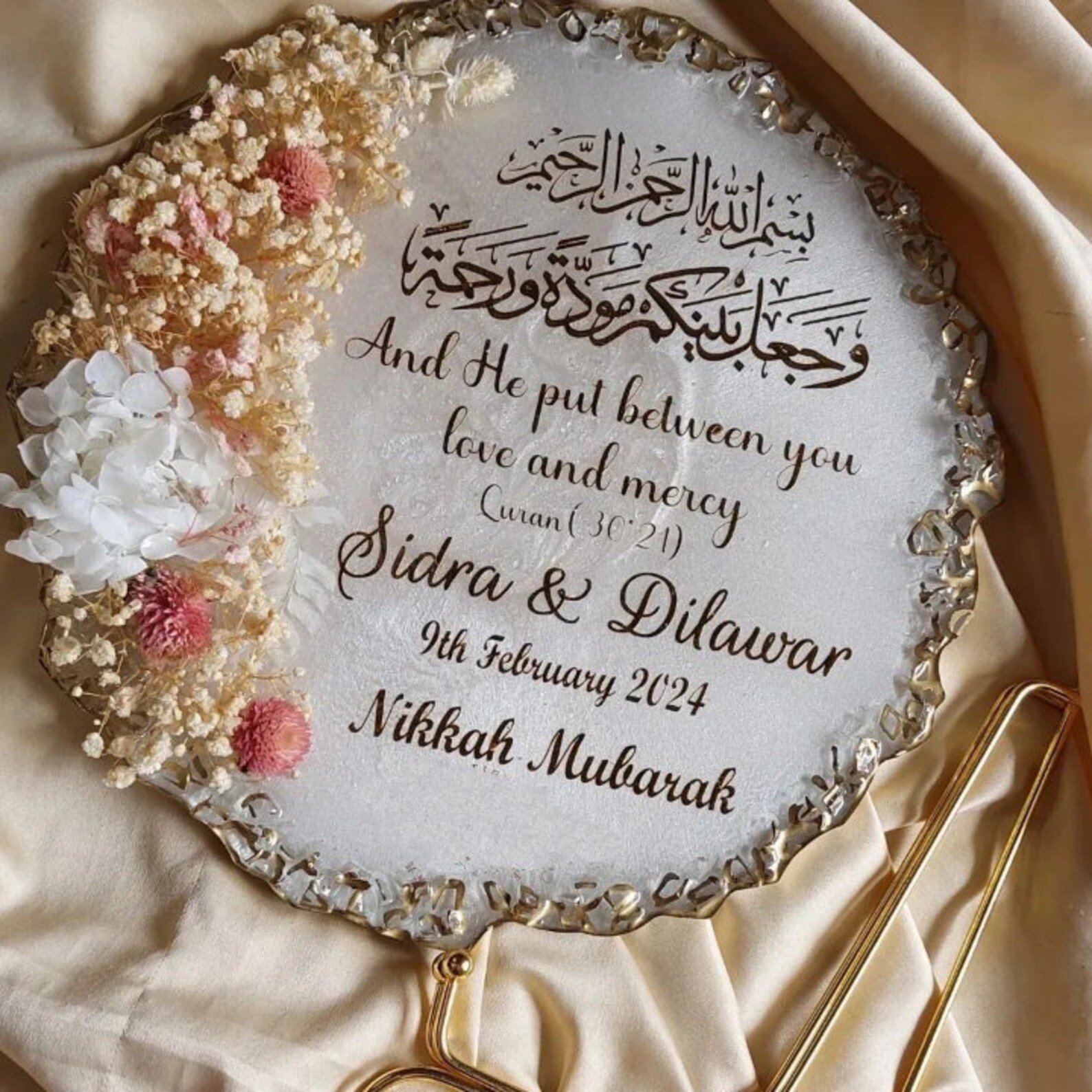 Resin Nikkah Frame With Ring Holders engagement Ring Plate Customized ...