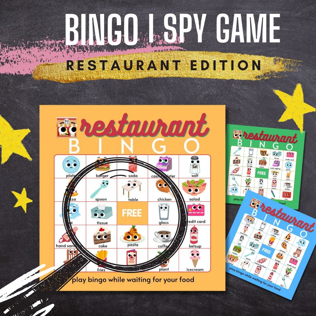 Cute Printable Bingo Restaurant for Kids - Etsy