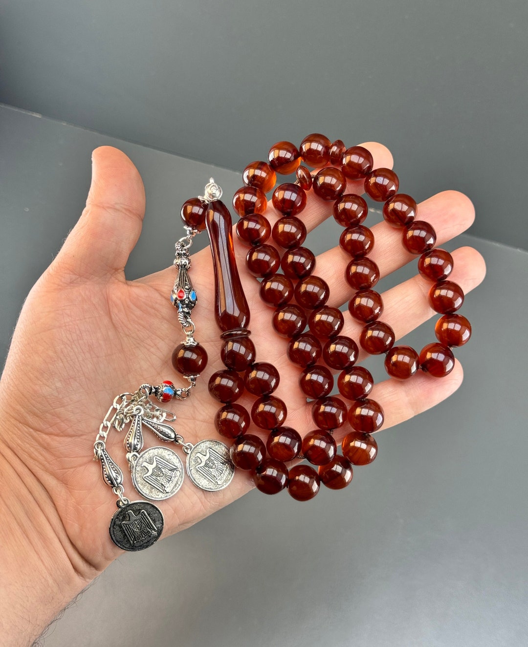 Faturan Amber Rosary, LARGE SİZE 45 Beads, Misbah, Muslim Rosary ...