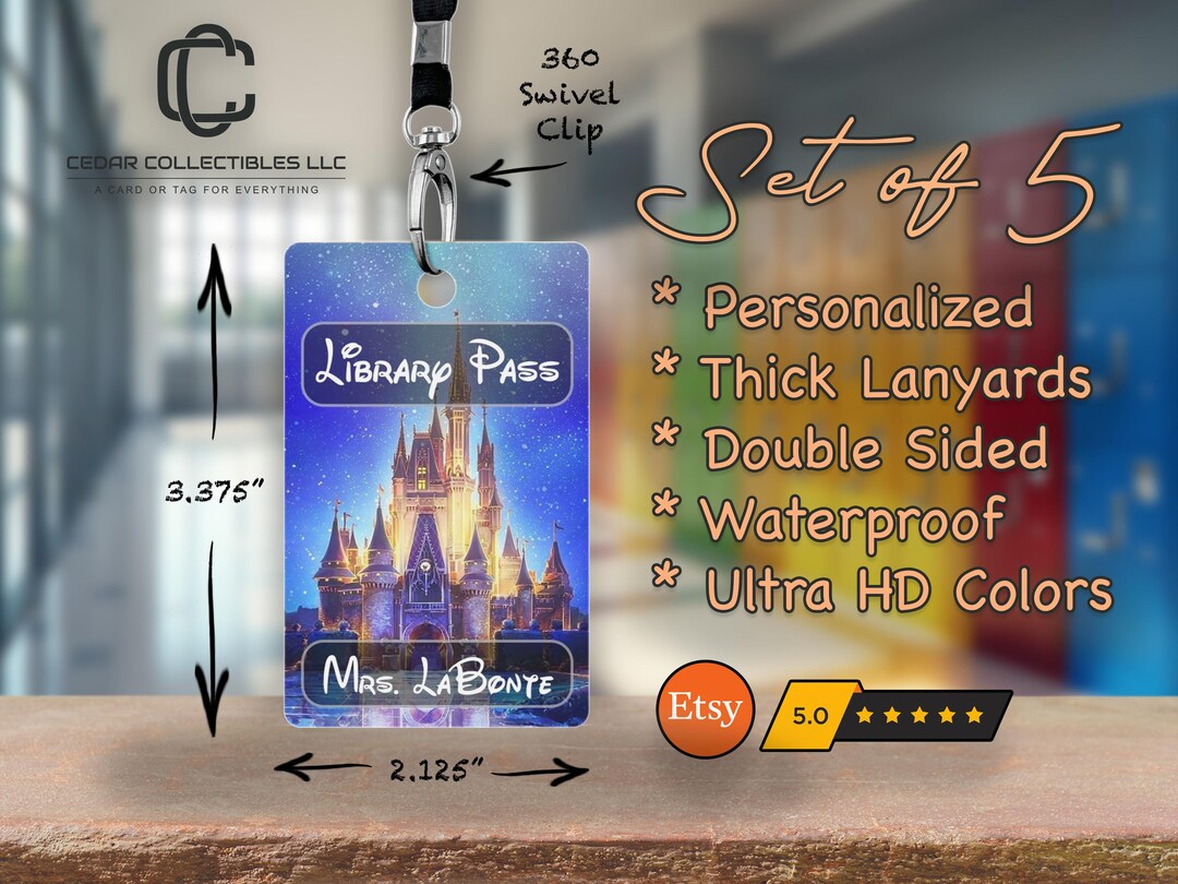 Personalized Disney Castle Hall Pass With Lanyard - Set of 5 #388 - Etsy