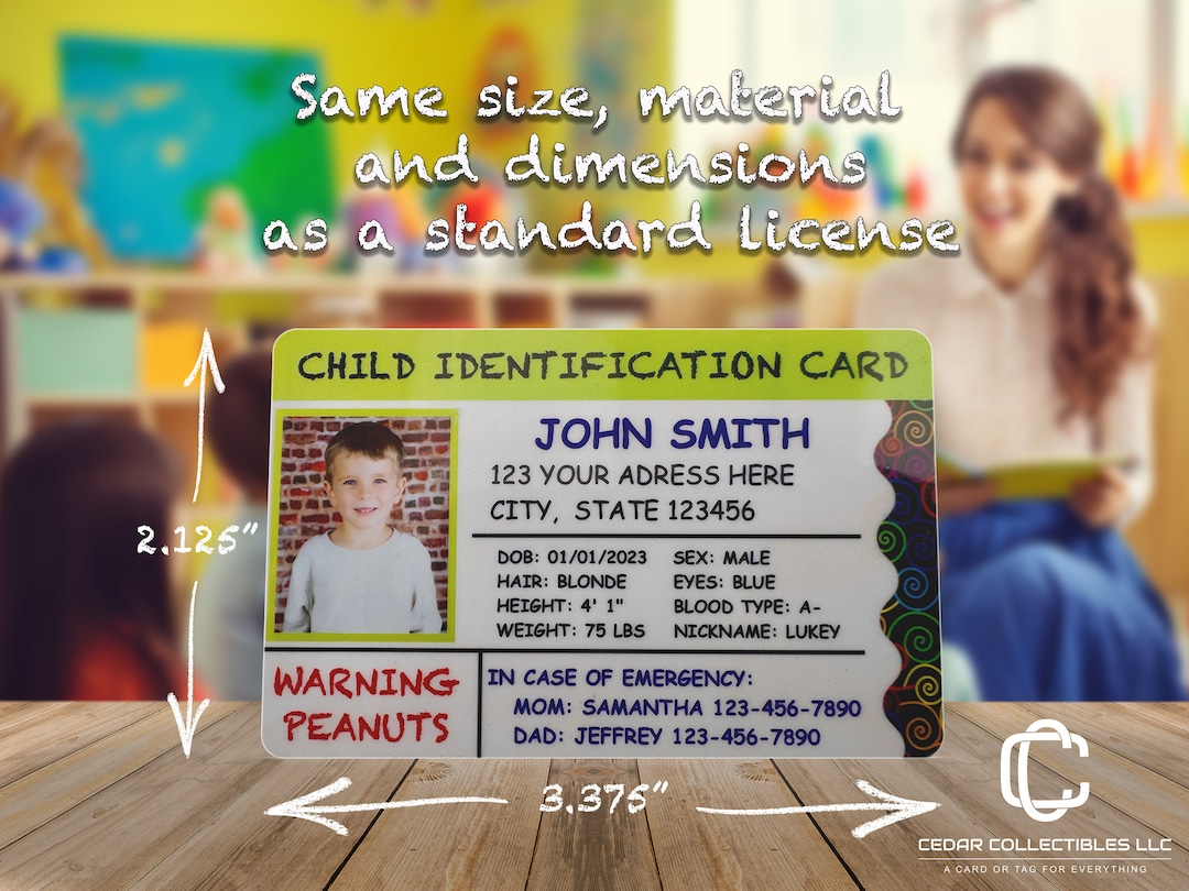 Custom ID Badge - Child Identification Card - Colored TWIRL Variation ...