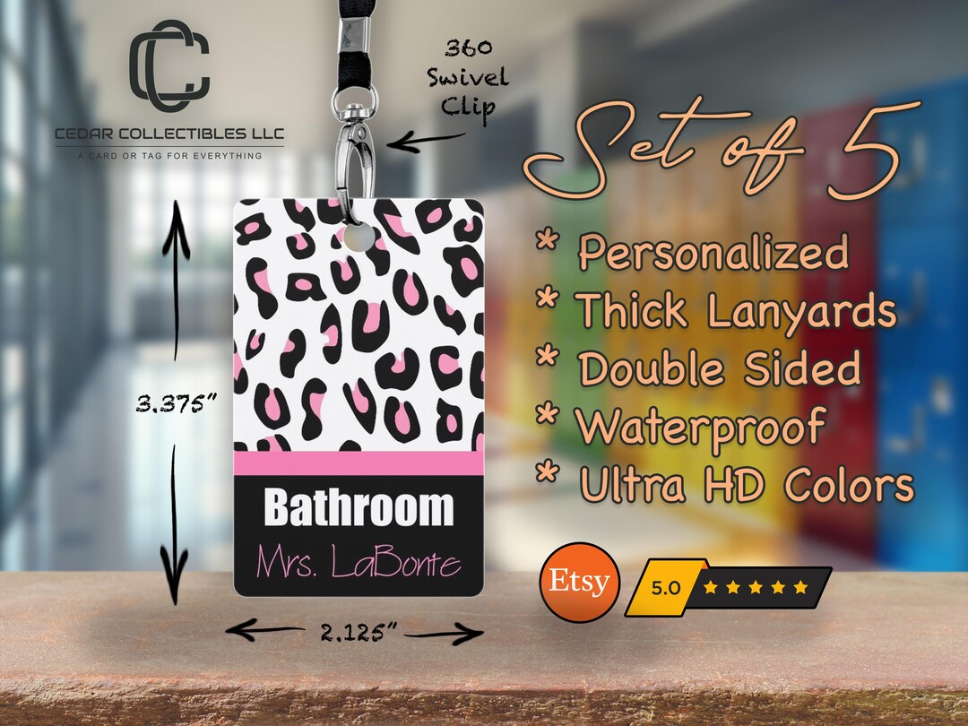 Hall Pass Student Pass Cheetah Restroom Passes Ruler Teacher Hallway ...