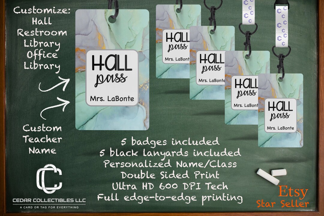 Hall Pass Student Pass Restroom Passes Teacher Hallway Passes - Etsy