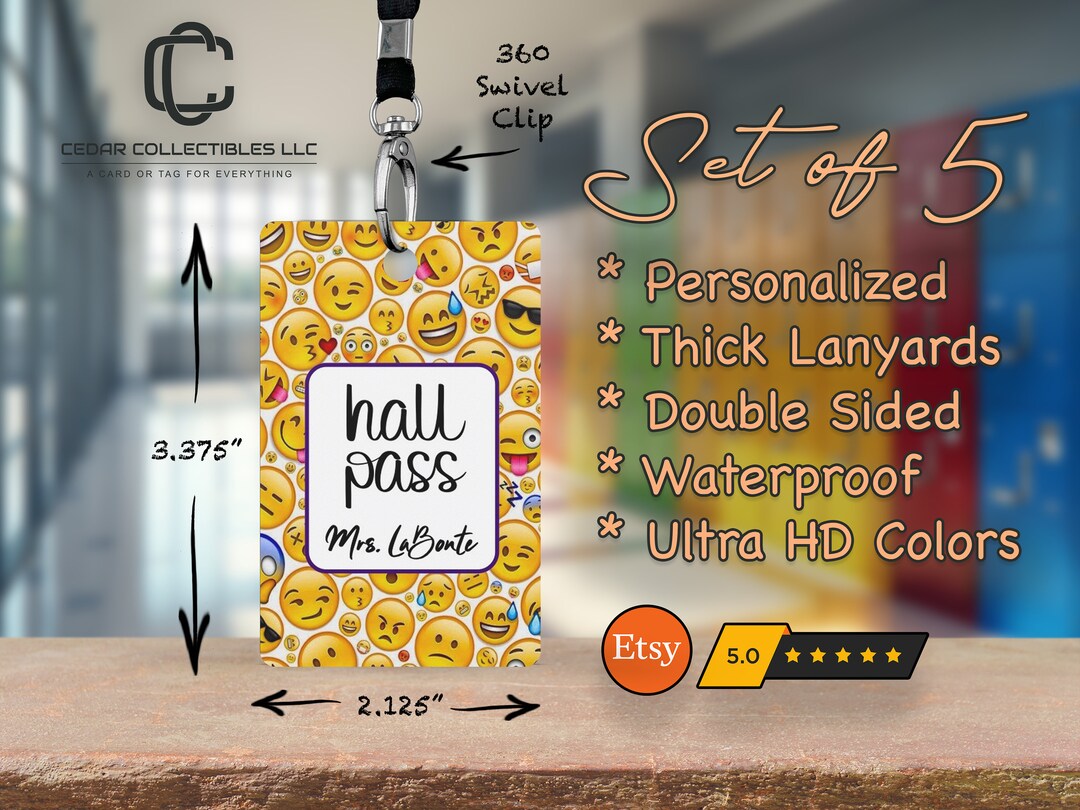 Hall Pass Student Pass Restroom Passes Teacher Hallway Passes EMOJI ...