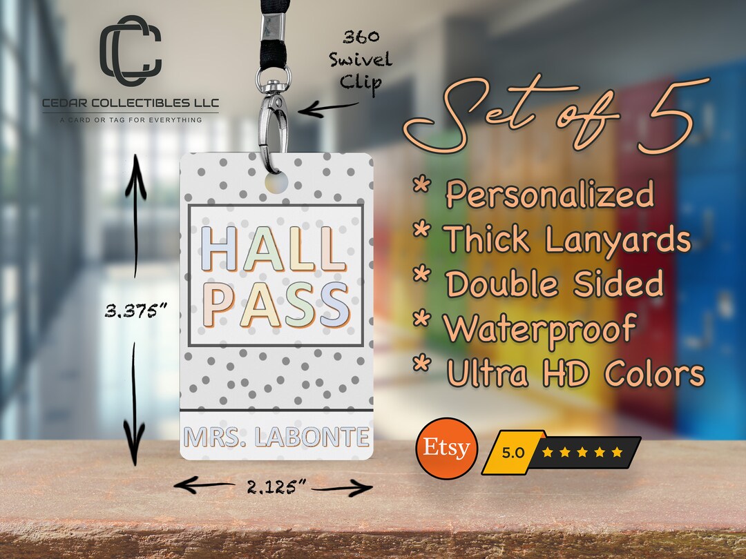Set of 5 Boho Vibes Theme Classroom Hall Passes for Teachers ...