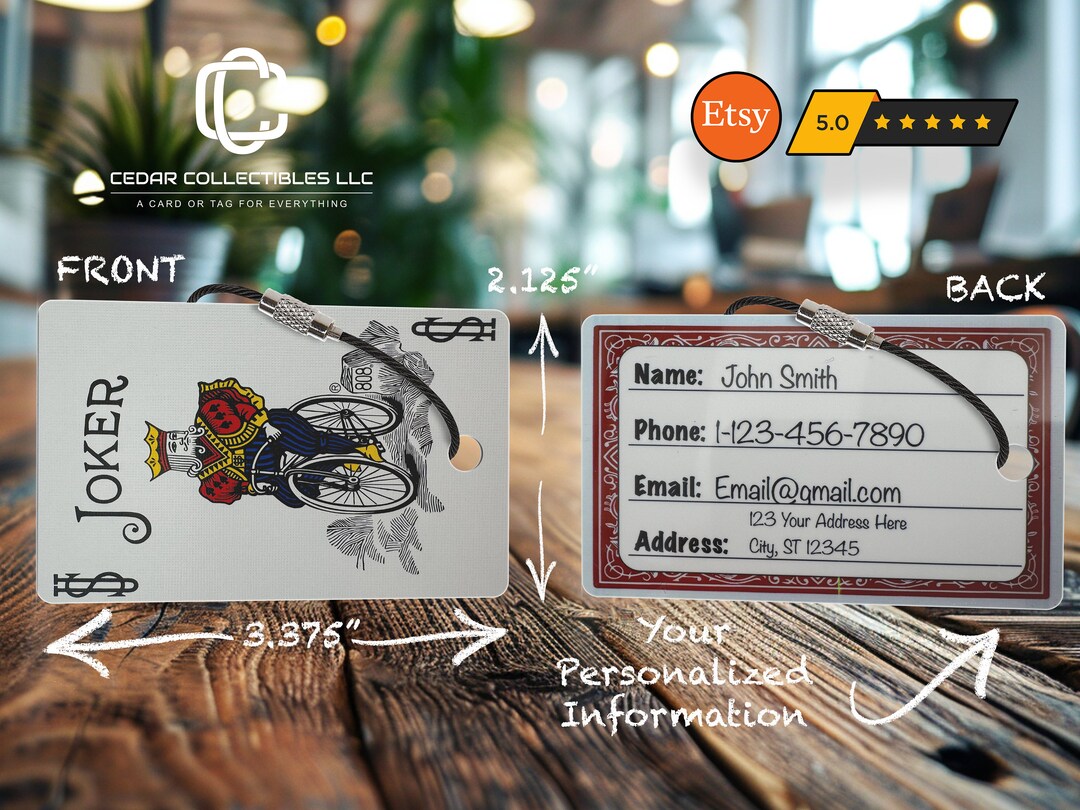 Playing Card Luggage Tag Joker Bag Tag Fun Travel Accessories Fathers ...