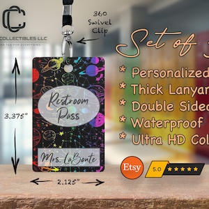 Hall Pass Student Pass Restroom Passes Teacher Hallway Passes NEON ...