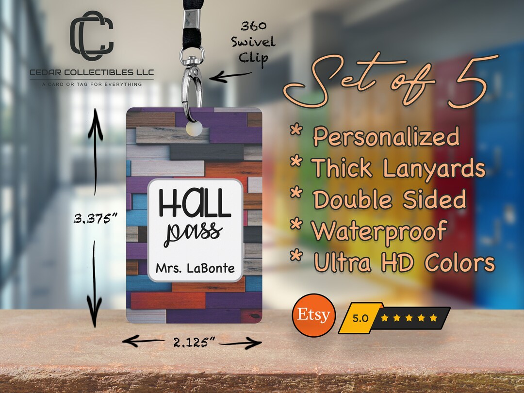 Hall Pass Student Pass Restroom Passes Teacher Hallway Passes Wood ...