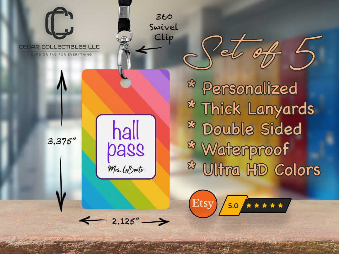 Hall Pass Student Pass Restroom Passes Teacher Hallway Passes Rainbow Hall Pass Hanger Bathroom ...