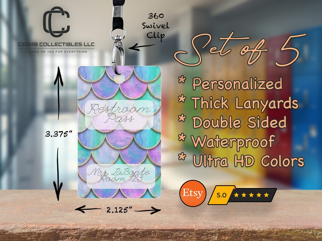 Under the Sea Mermaid Hall Pass Student Pass Restroom Passes Teacher ...