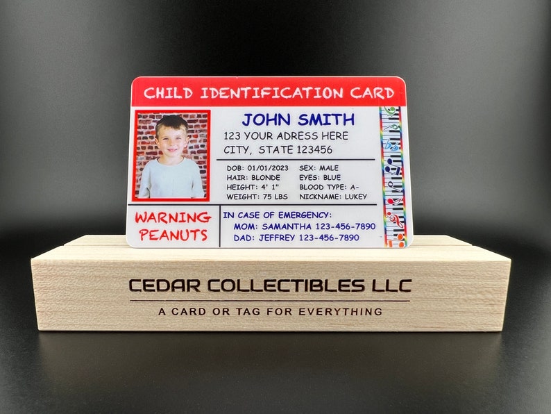 Custom Child ID Card: Music Notes, Safety Awareness - Etsy