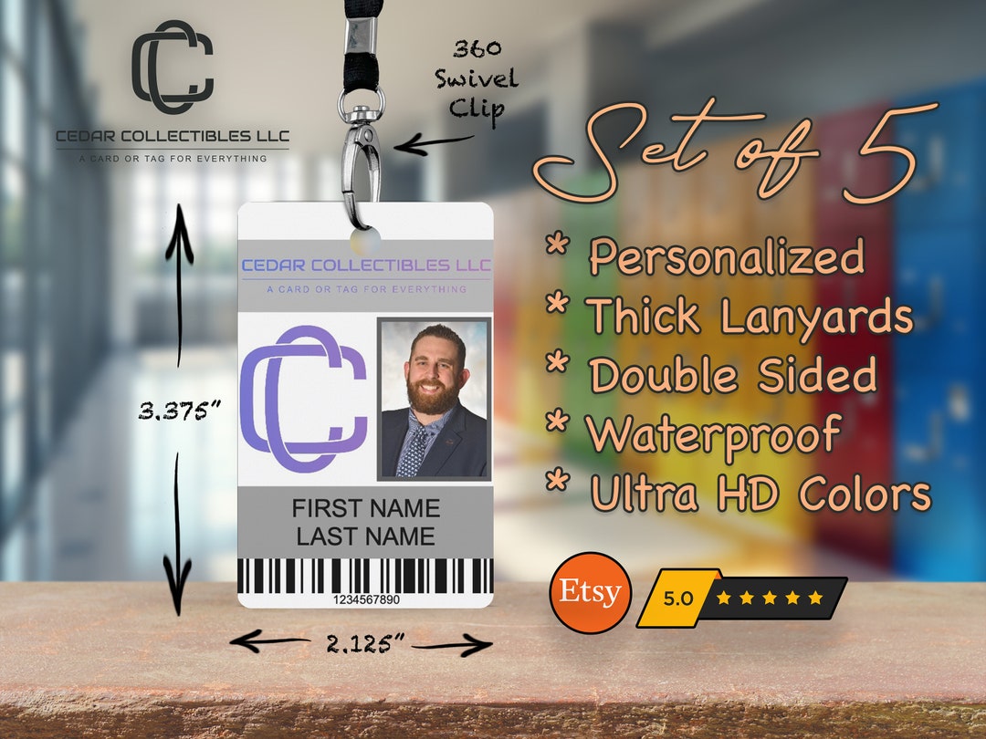 Custom Company ID Badge With Employee Photo | Personalized Work Staff ...