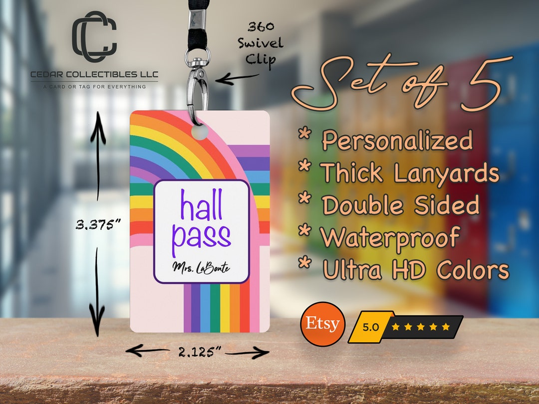 Hall Pass Student Pass Restroom Passes Teacher Hallway Passes Rainbow ...